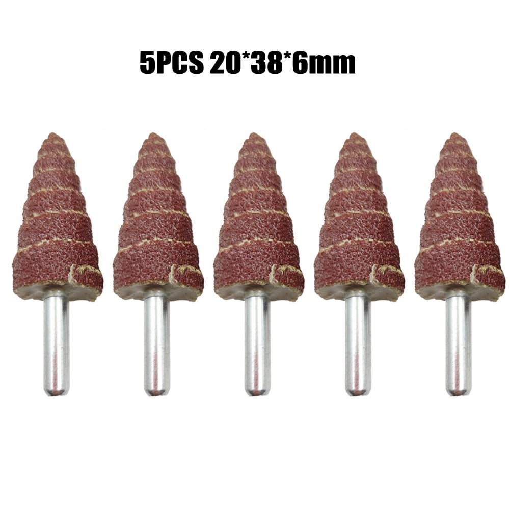 5× Sandpaper Tapered Cone Grinding Head Polishing Sanding for Wood ...