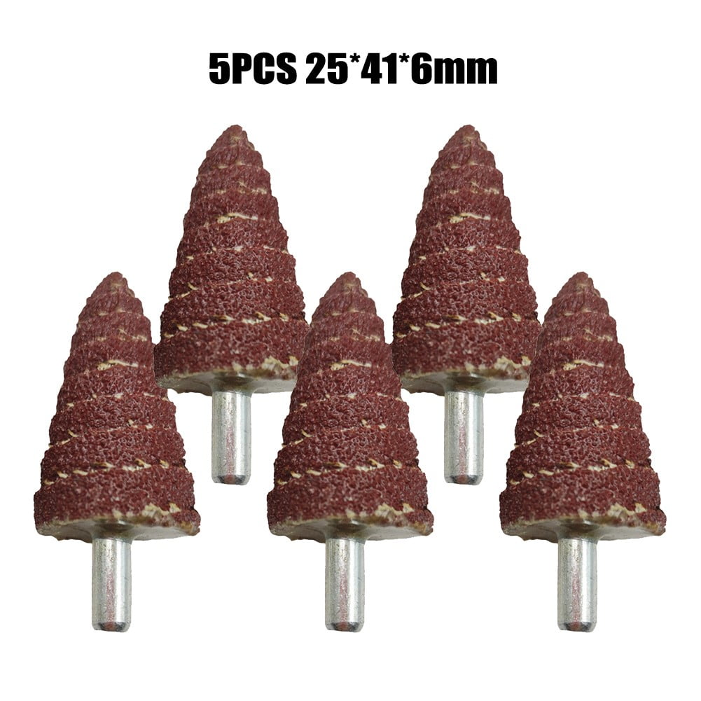 5× Sandpaper Tapered Cone Grinding Head Polishing Sanding for Wood ...
