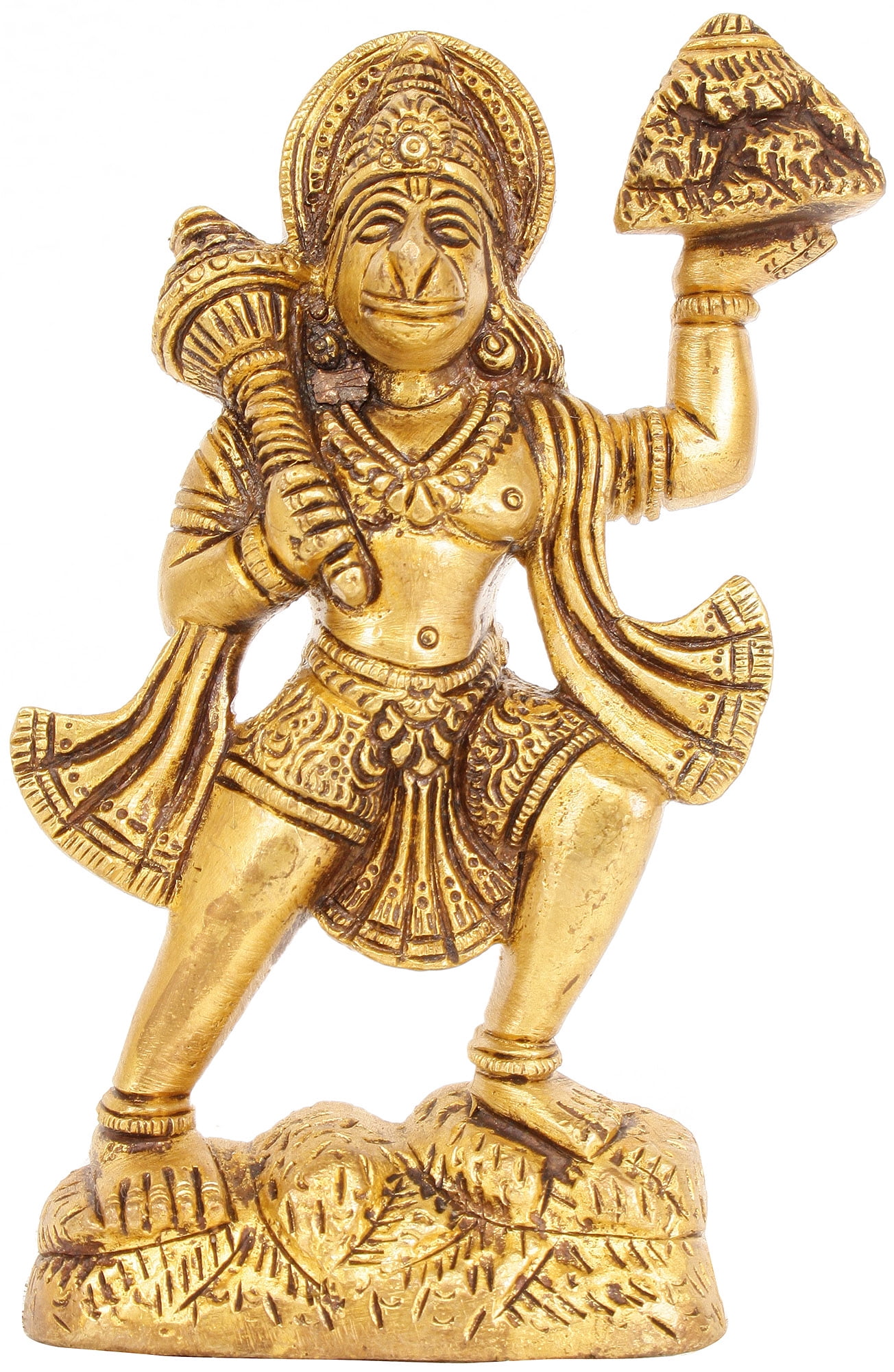 5" Sankat Mochan Hanuman In Brass | Handmade | Made In India - Brass ...