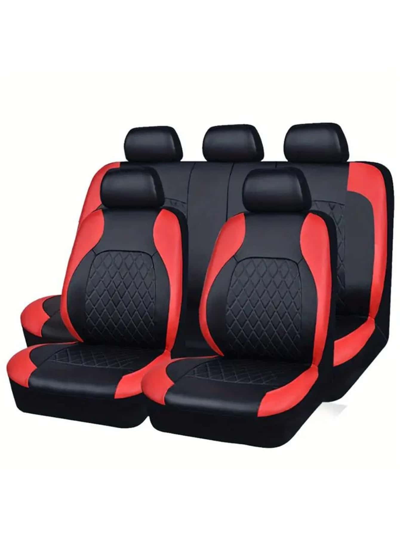 5 Seat Deluxe All-Season Quilted Faux Leather Car Seat Covers - Comfy ...