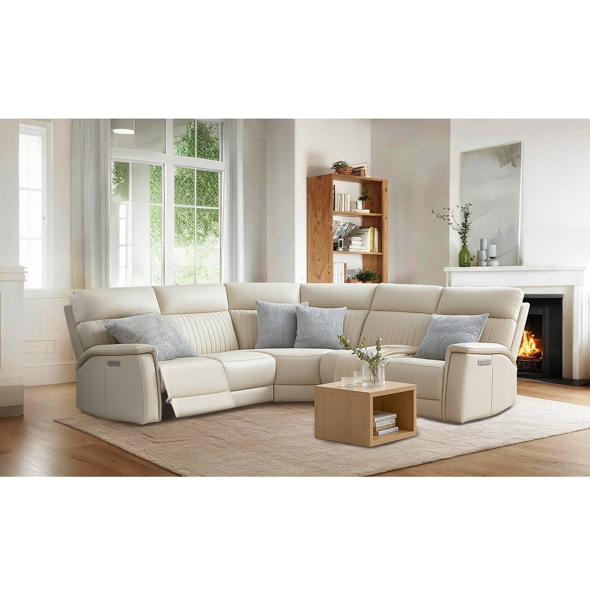 5-Seat L-Modular Power Reclining Sectional Sofa with Dual Storage ...