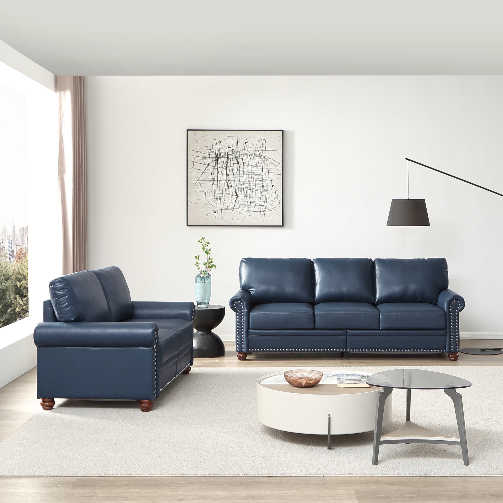 5-Seat Modular Sectional Sofa with Storage Boxes, Faux Leather Mid ...