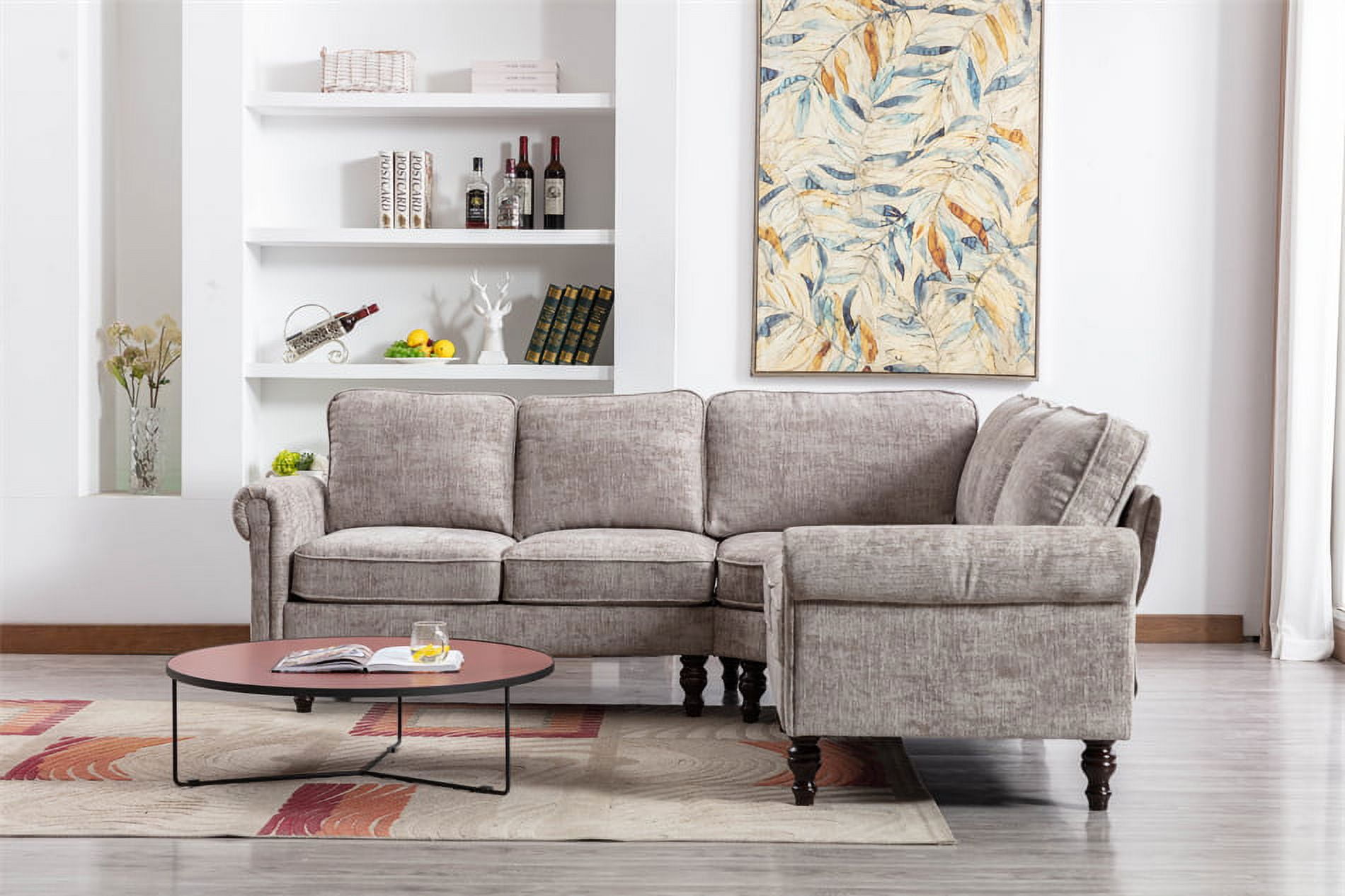 5 Seat Sectional Sofa, L-Shaped Sectional Sofa, Accent Sofa with Padded ...