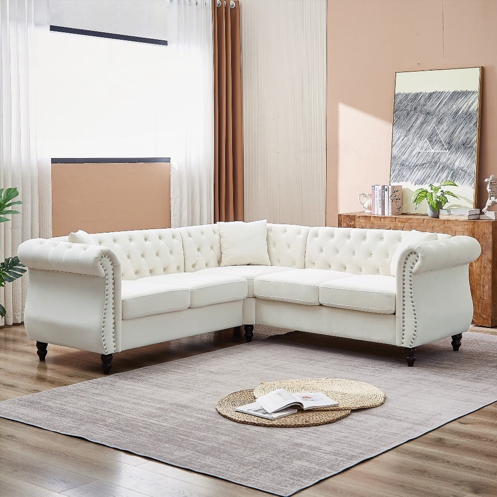 5-Seater 83.5-Inch Oversized Corner Sofa, L-Shaped Sectional Couch ...