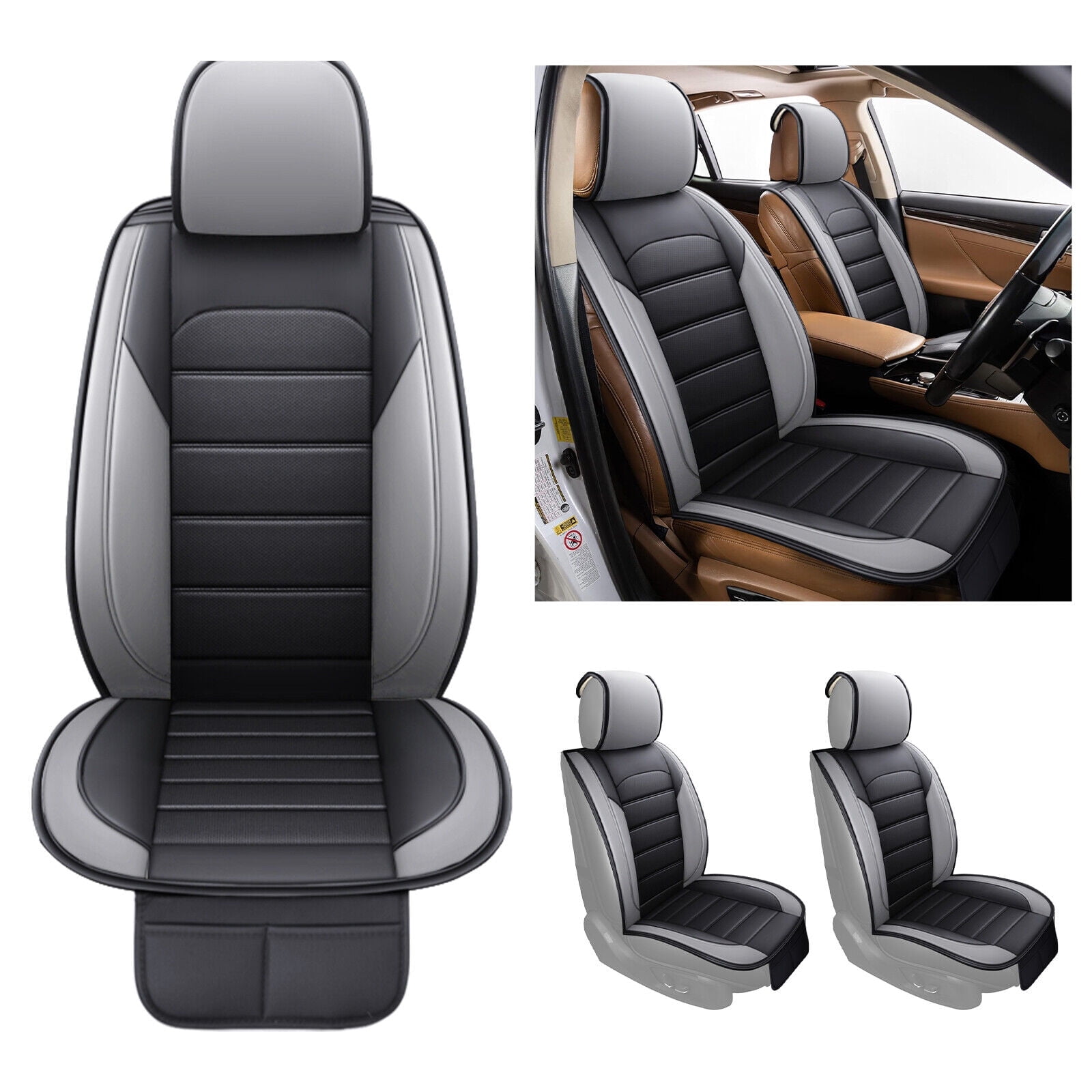 FANOTEK Black and Grey, Leatherette, Seat Covers - Walmart.com