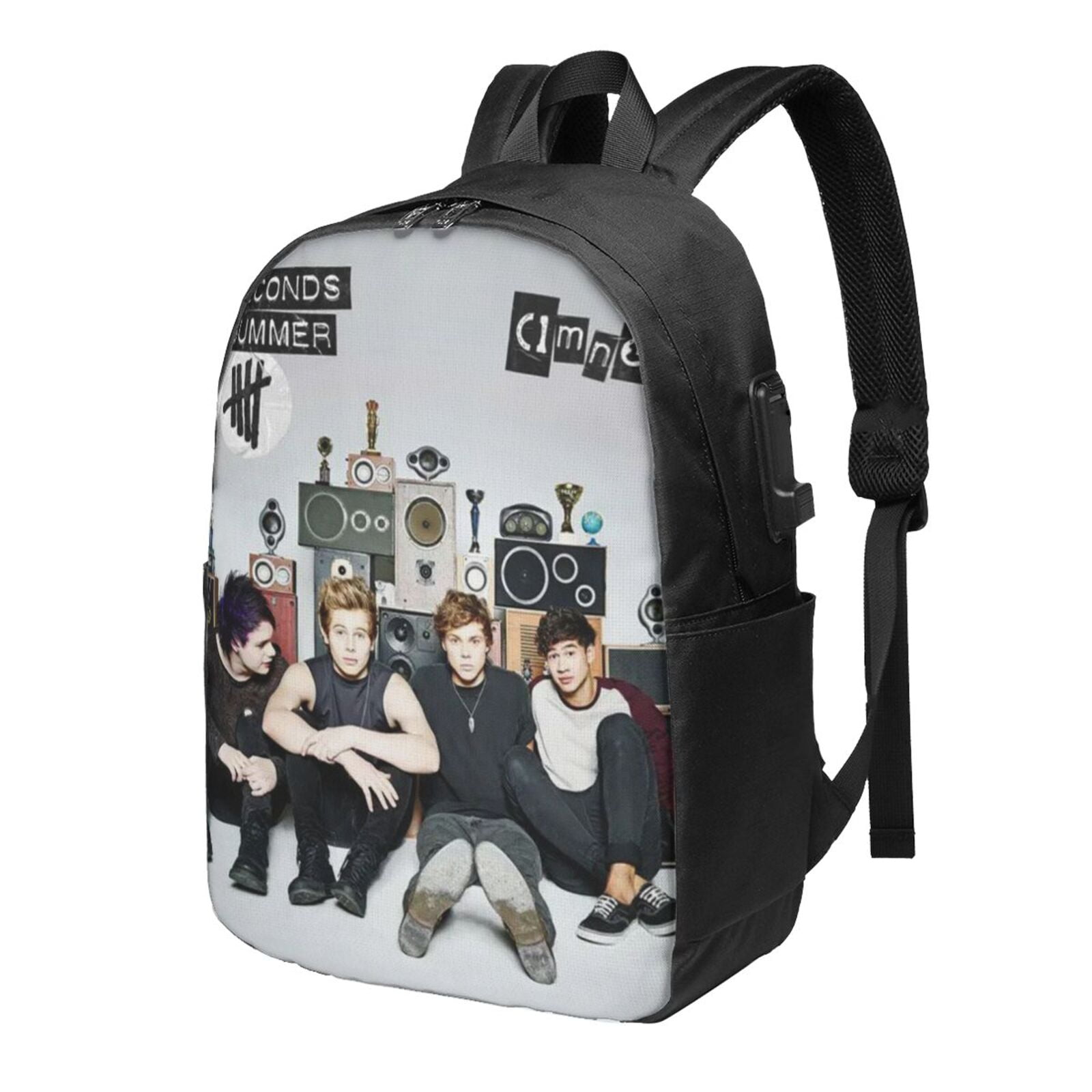 5 Seconds Of Summer 5sos Laptop Backpack With Usb Charging Port 17 Inch ...