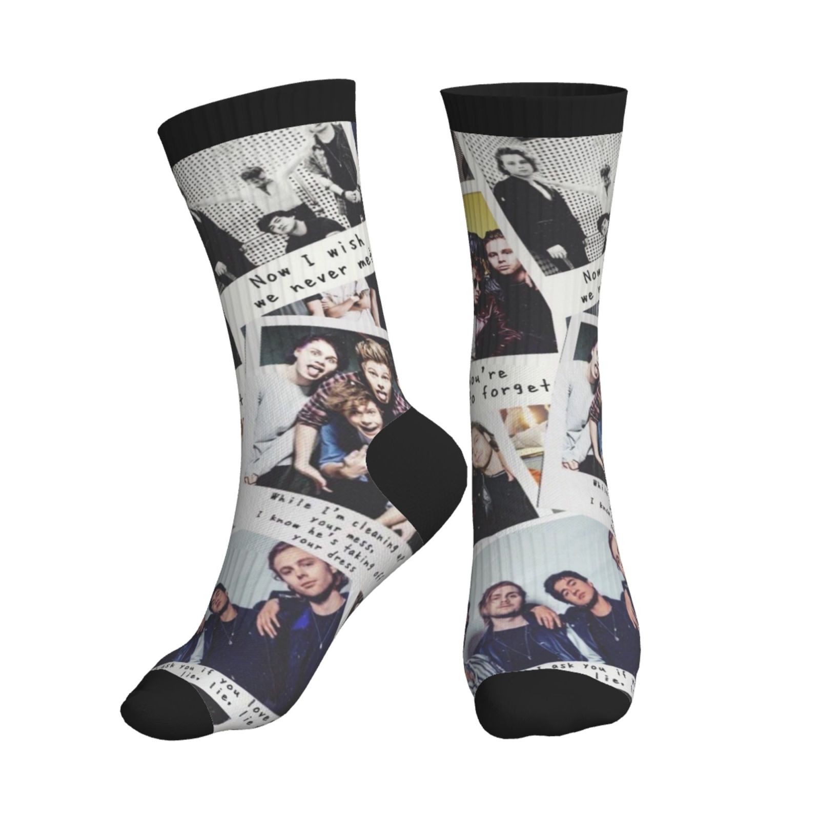 5 Seconds Of Summer Poster Mid-Tube Sports Socks Soft Cozy Breathable ...