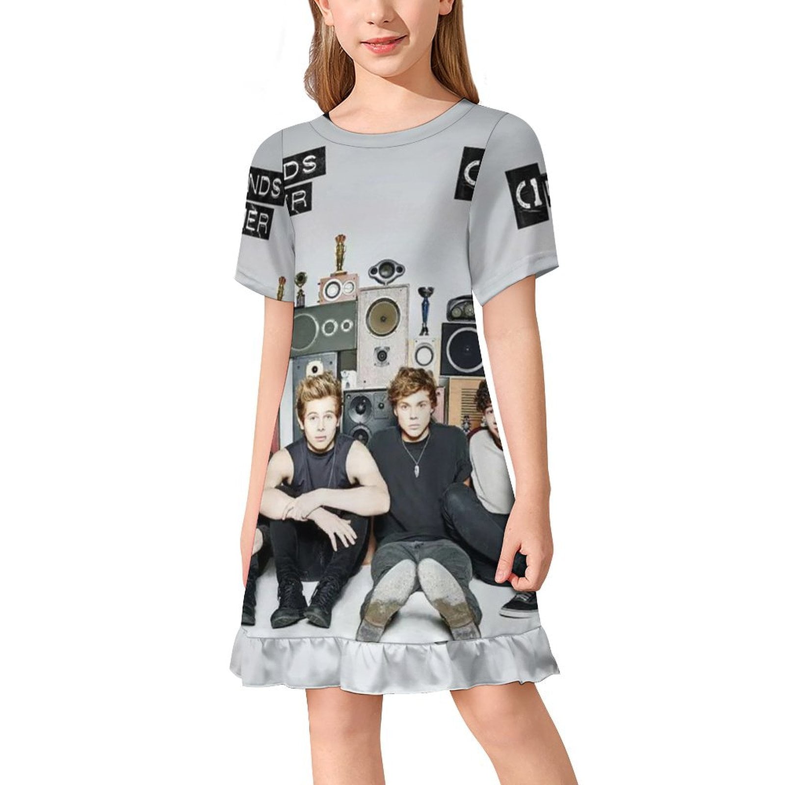 5 Seconds of Summer 5Sos Girls Short Sleeve Dress Casual Playwear Dress ...