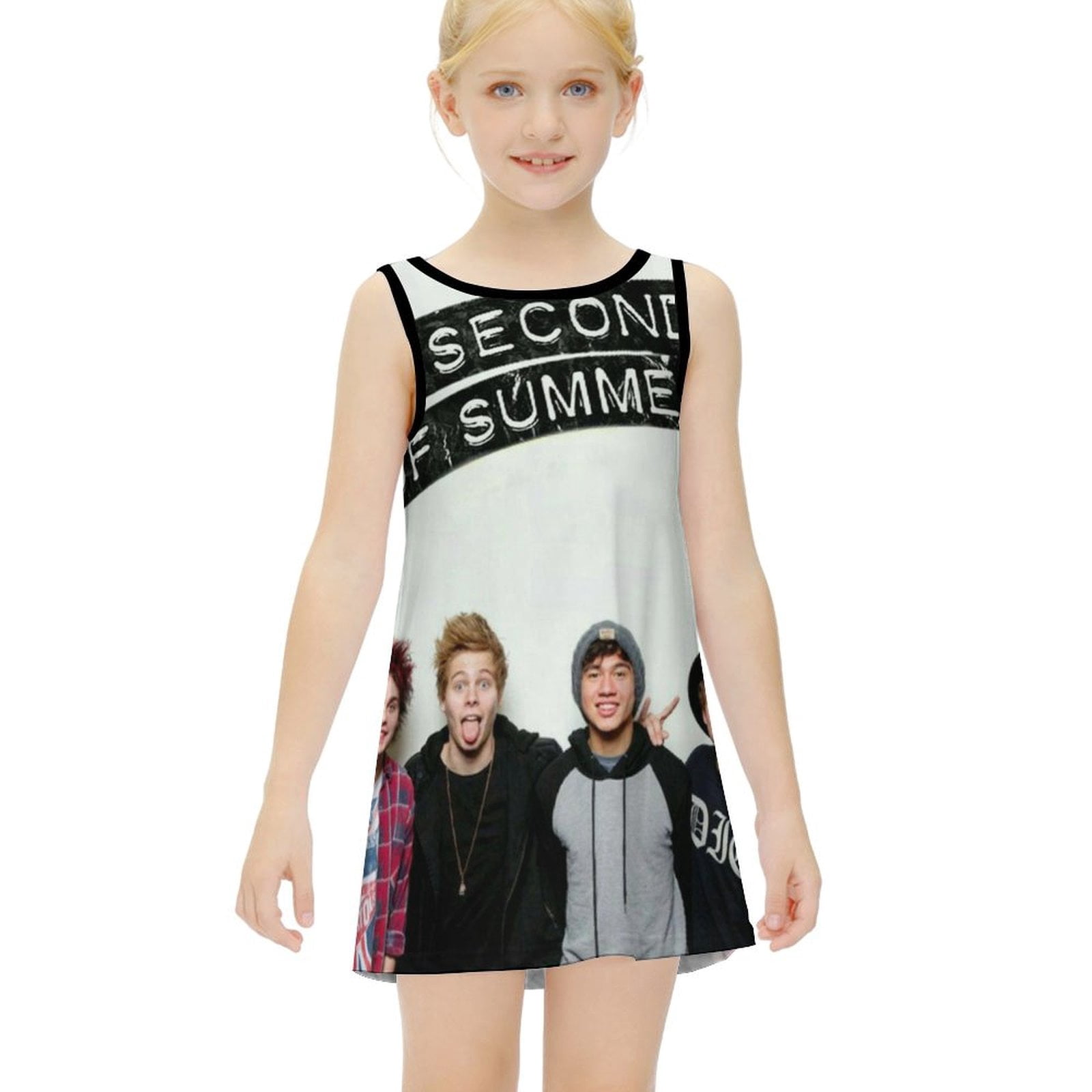 5 Seconds of Summer 5Sos Girls Sleeveless Dress Casual Playwear Dress ...
