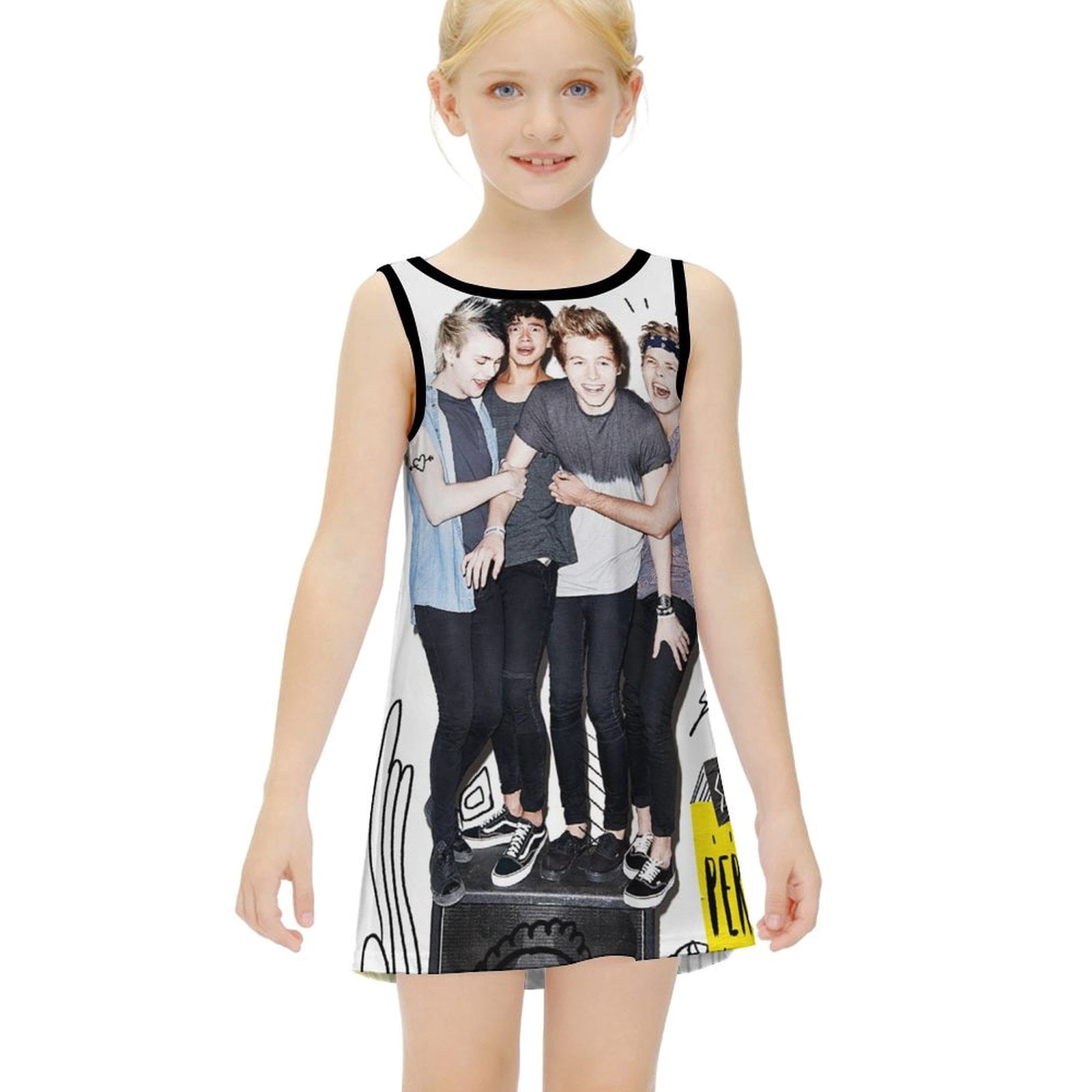 5 Seconds of Summer 5Sos Girls Sleeveless Dress Casual Playwear Dress ...