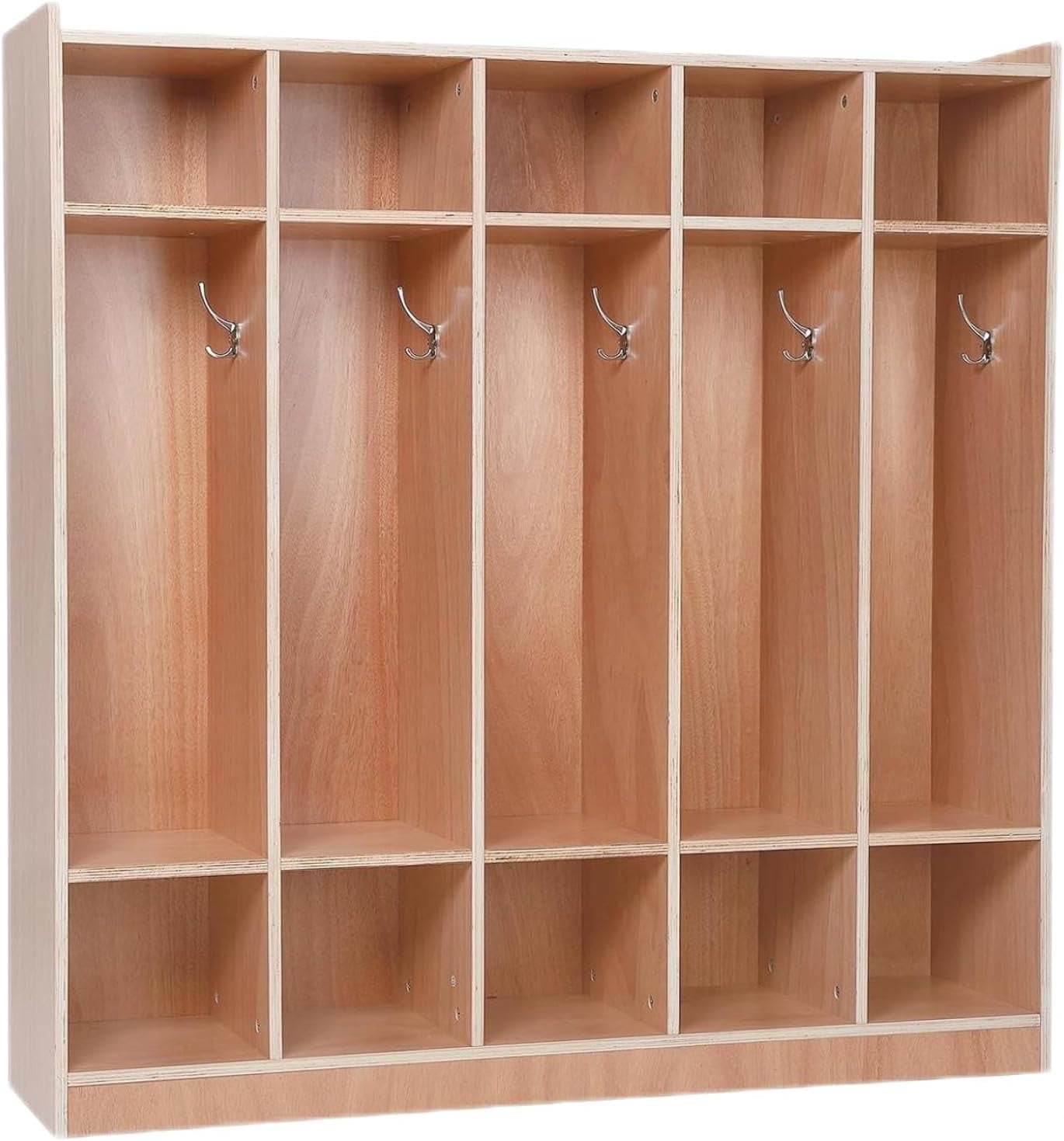 5-Section Classroom Coat Locker with Cubbies, Smooth Glazed Surface ...