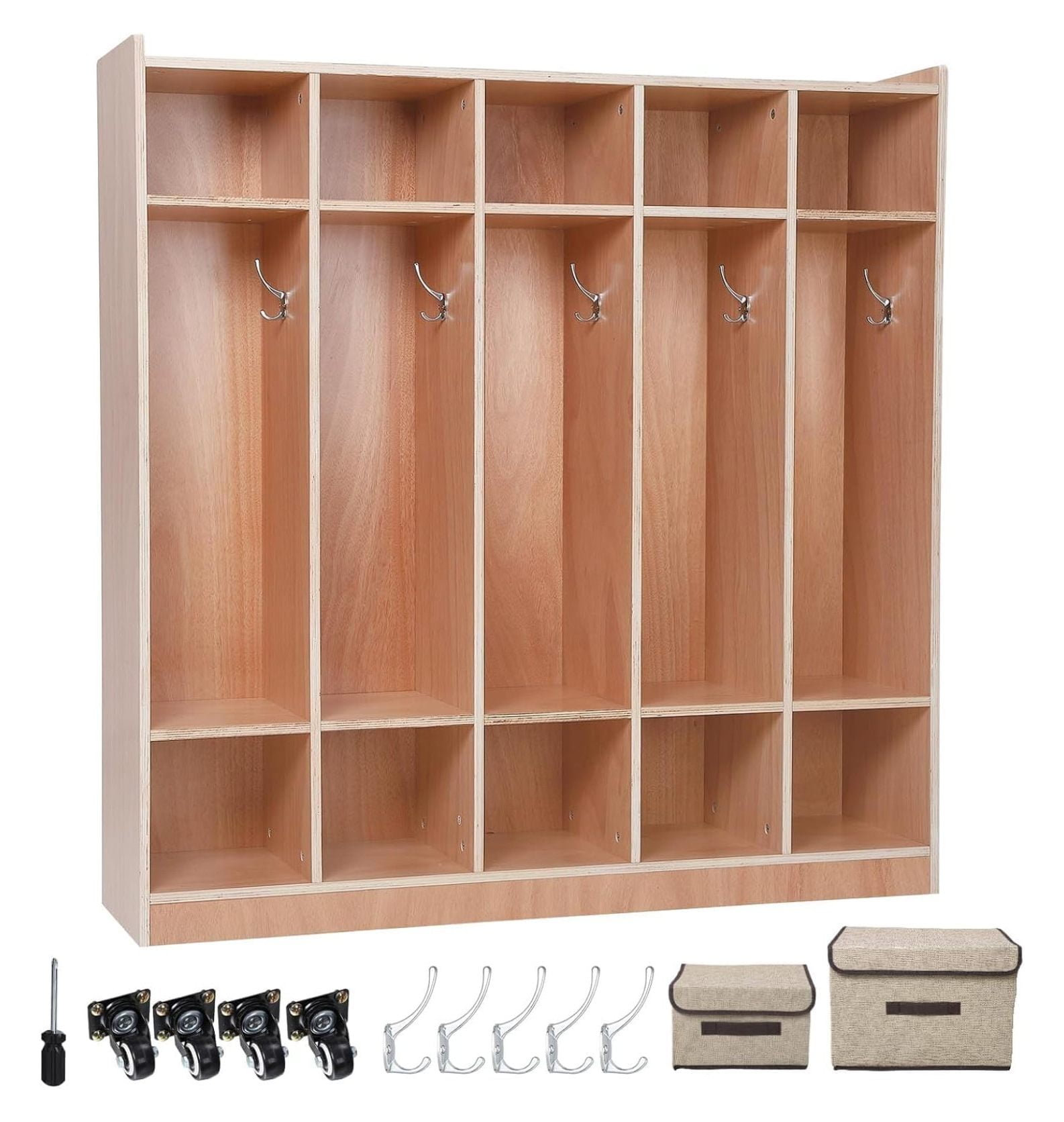5-Section Coat Locker Storage Cabinet, 10 Cubbies for Classrooms ...