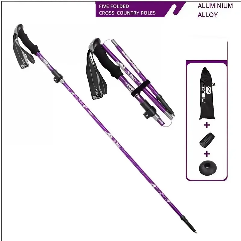 5-Section Collapsible Hiking Poles - Lightweight Trekking Poles With ...
