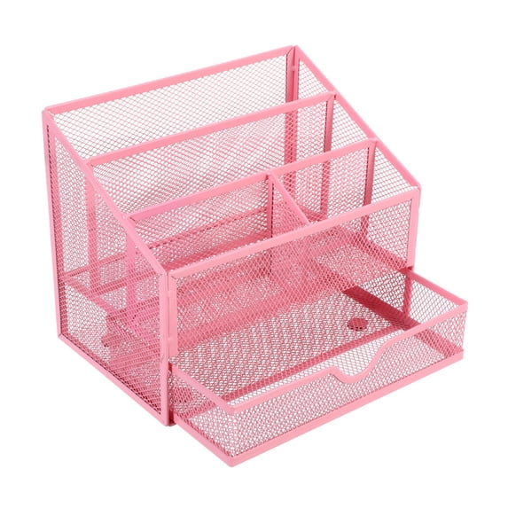 5-Section Desk Organiser with Sliding Drawer, Metal File Tray & Letter ...