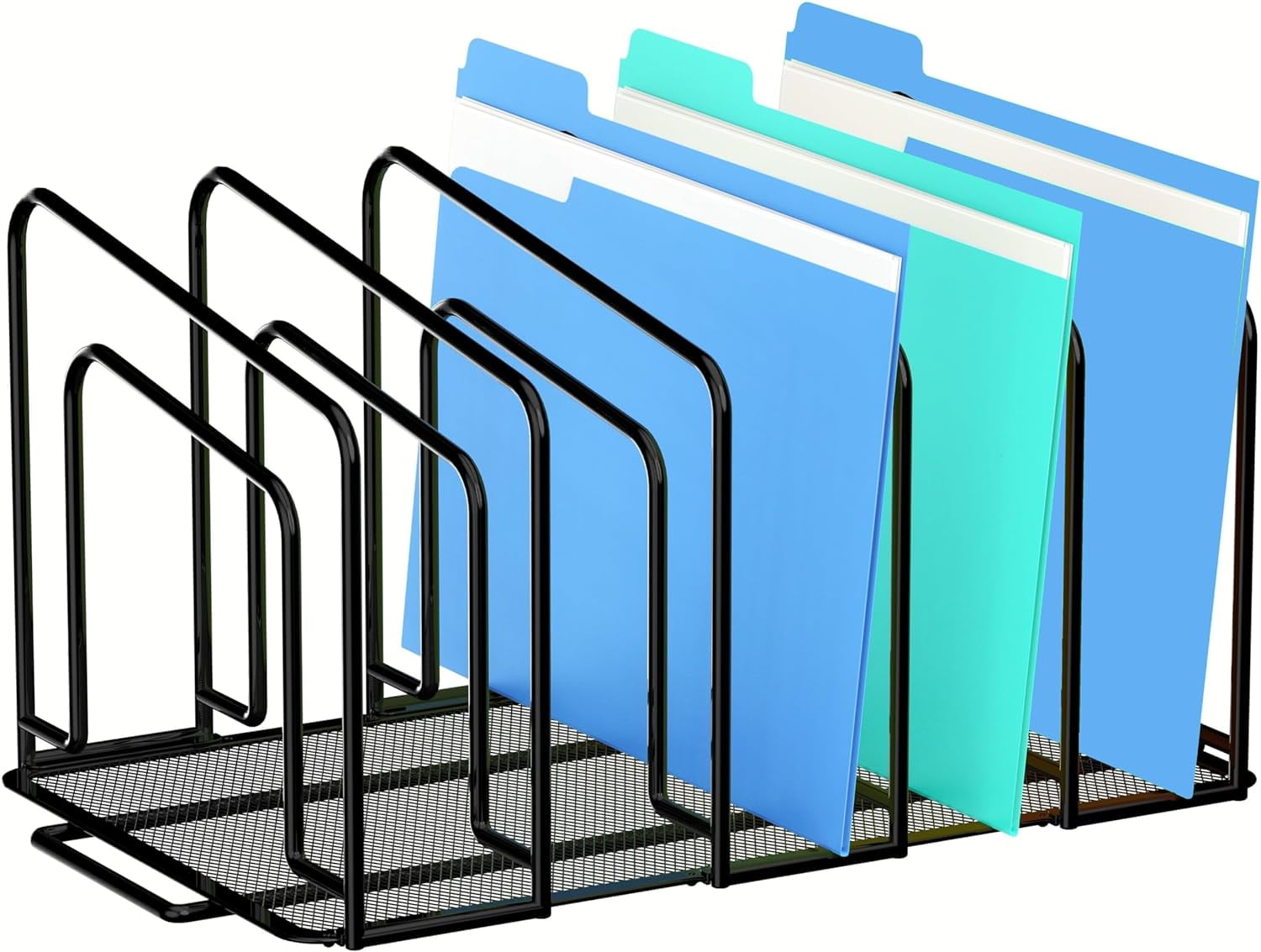 5-Section File Sorter Organizer Metal Desk File Organizer, Upright File ...