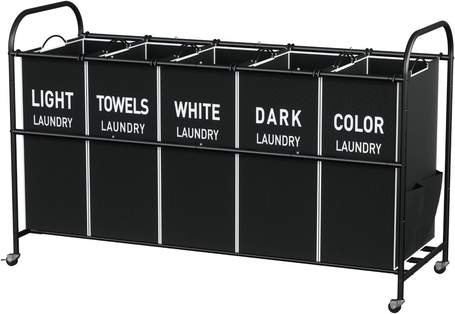 5-Section Laundry Sorter Cart, Large Laundry Hamper with Lockable ...