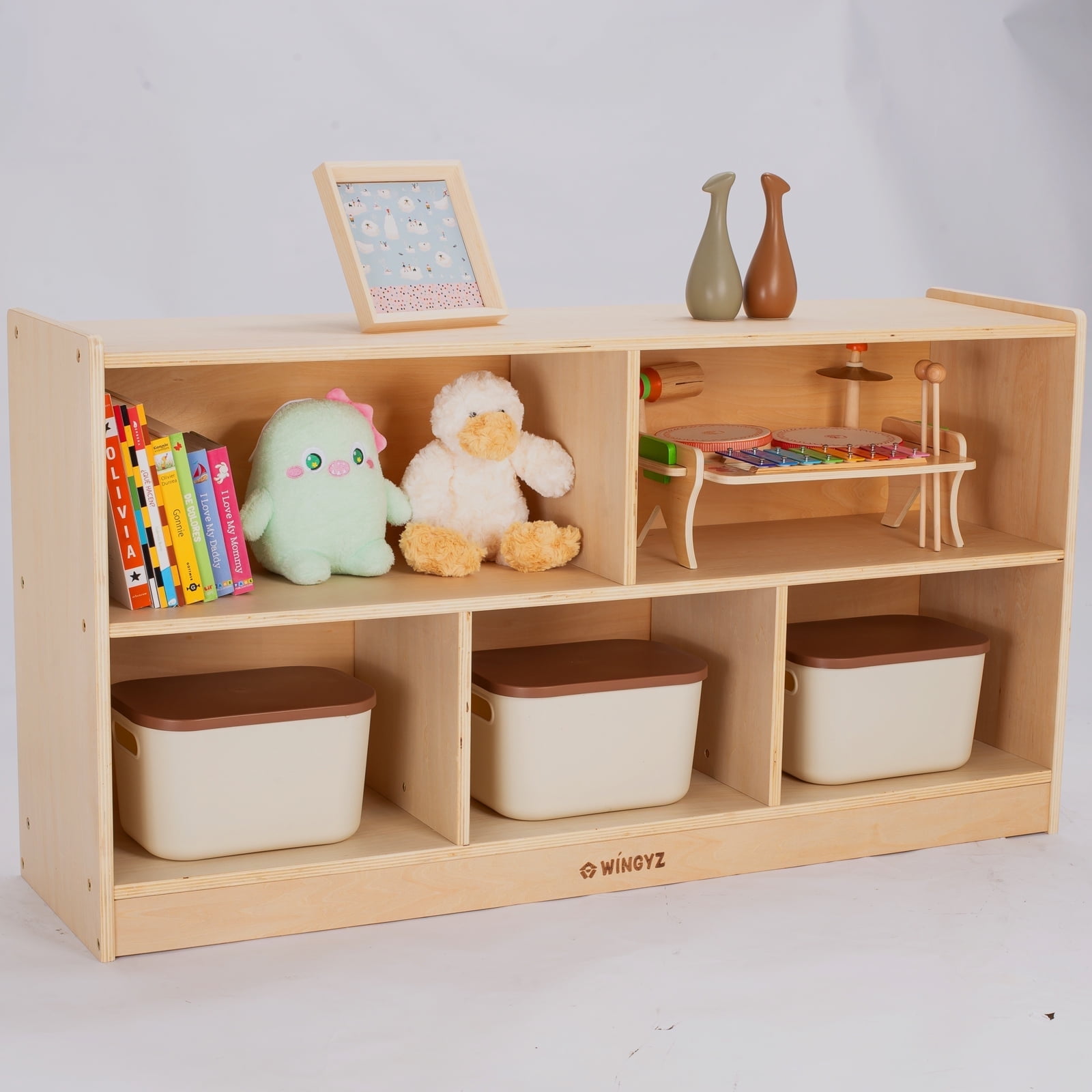 5-Section Montessori Bookshelf,Storage Organizer Book Shelf for Kids ...
