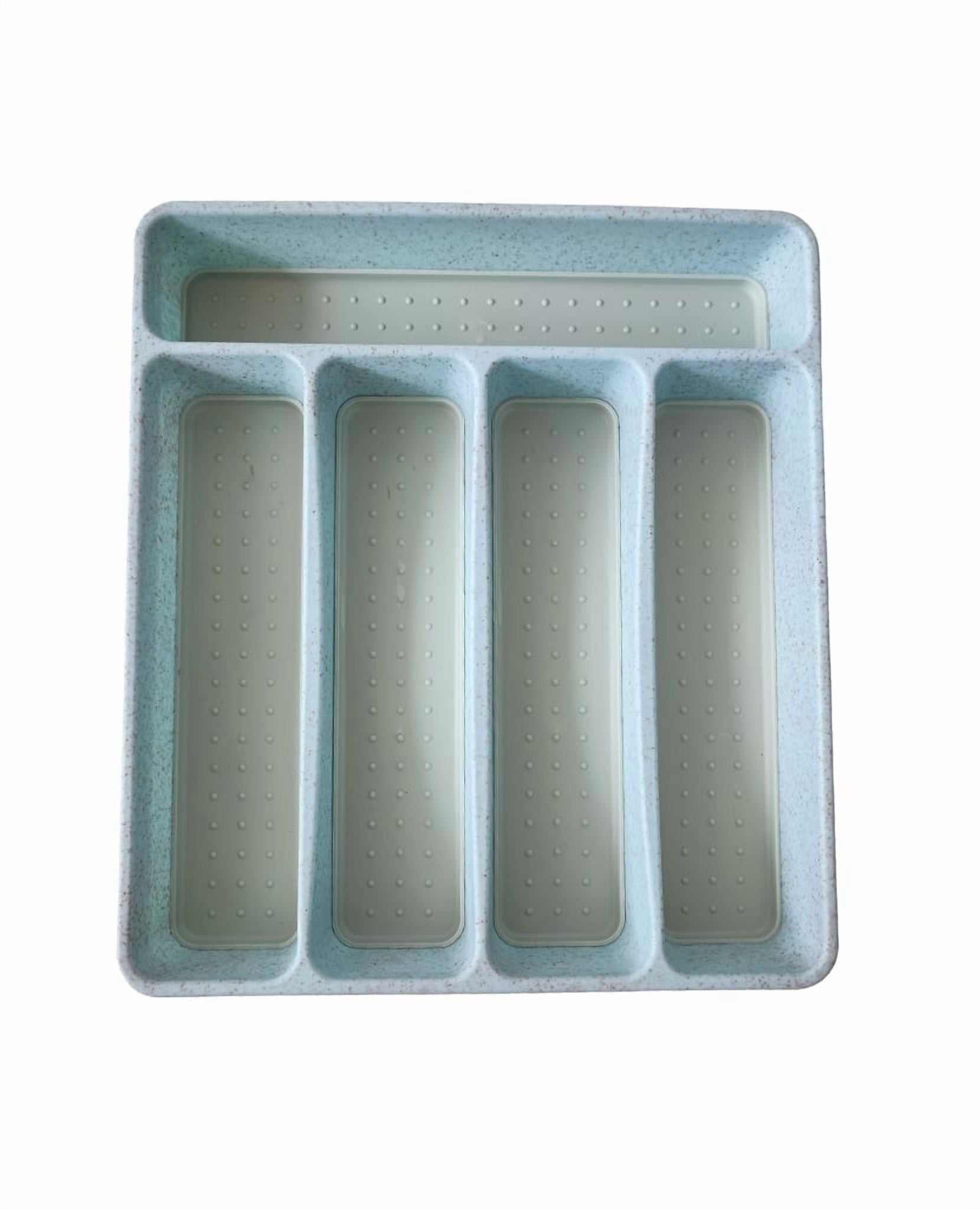 5-Section Wheat Fiber Cutlery Tray And Drawer Organizer - 12.8" X 11.4 ...