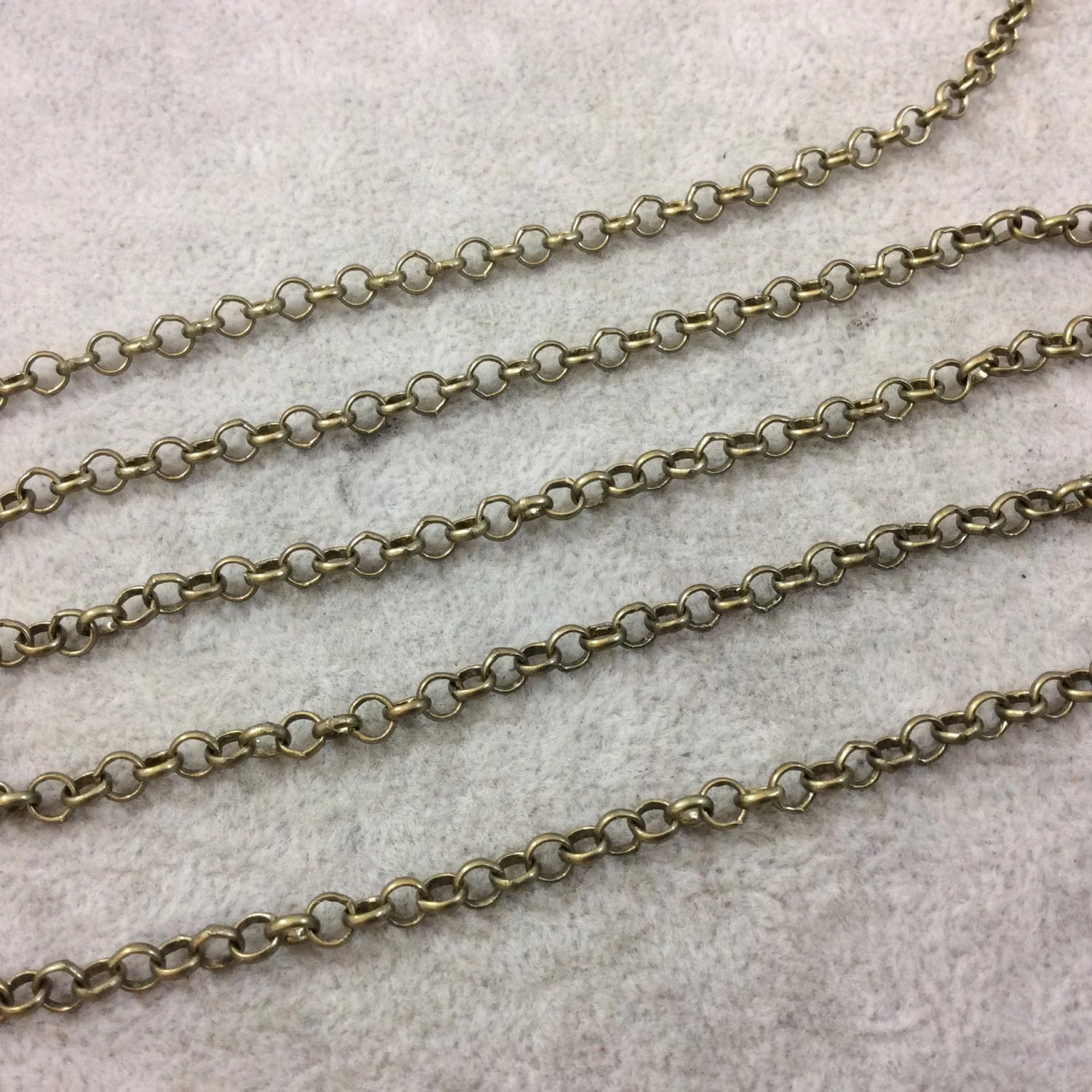 5' Section of 4mm Antique Bronze Plated Copper Round Link Rolo Style ...