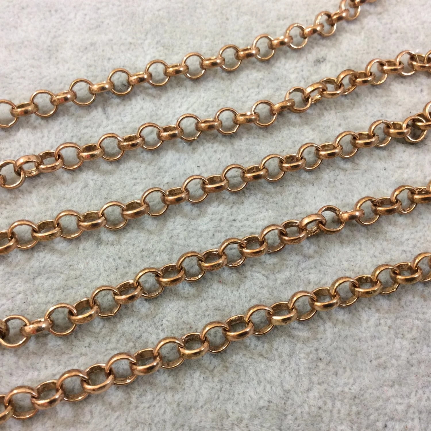 5' Section of 6mm Medium Copper Plated Copper Round Link Rolo Style ...