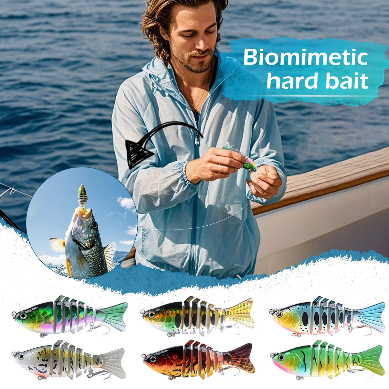 5-Segment Multi-Jointed Swimbaits Slow Sinking Lures with Spinner bait ...