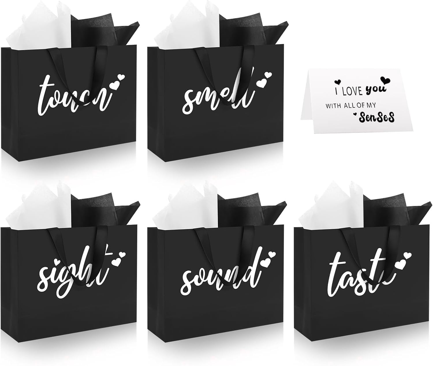 5 Senses Bags for Him With Labels - Includes Tissue Paper & Greeting ...