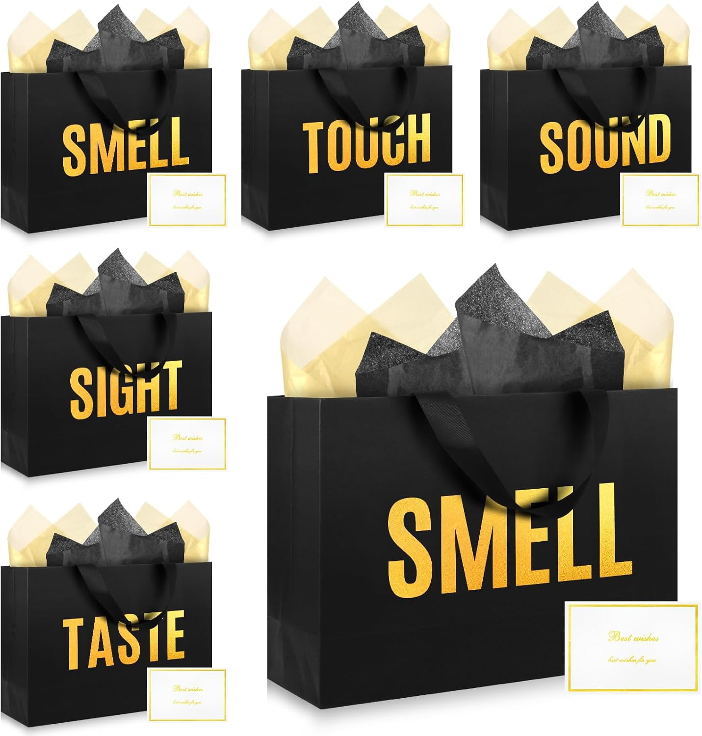 5 Senses Gift Bags for Him Her with Labels,Sight Smell Touch Taste ...