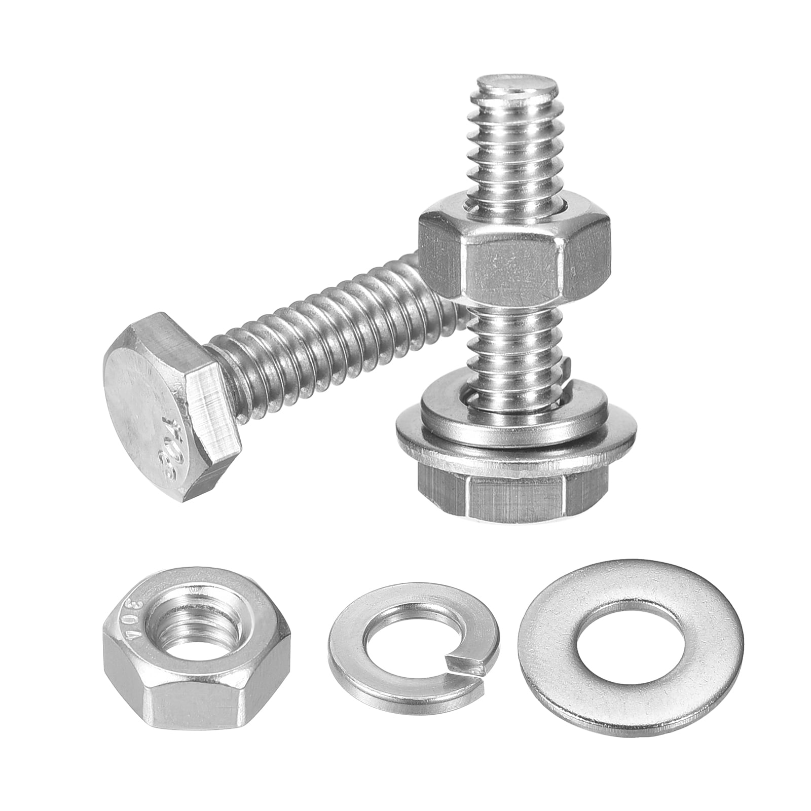 5 Set 1/4-20 x 1" Hex Head Bolts with 1/4" Nuts and Washers - Walmart.com
