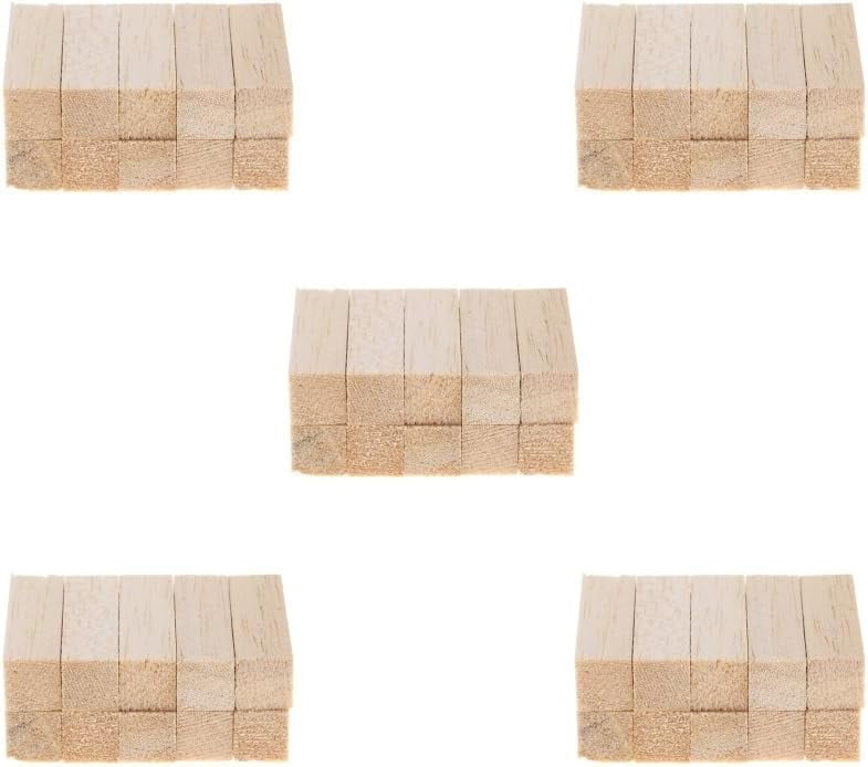 5 Set 10 Pieces Square Wood Stick Block Unfinished Woodcraft Dowel Rod ...
