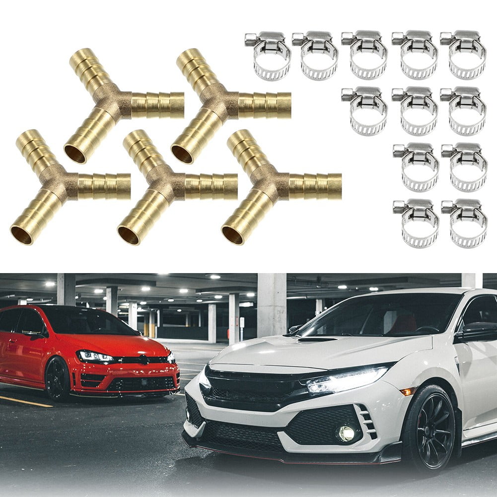 5 Set 10mm 3 Way Y Shape Hose Barb Brass Adapter Connector with 15 ...