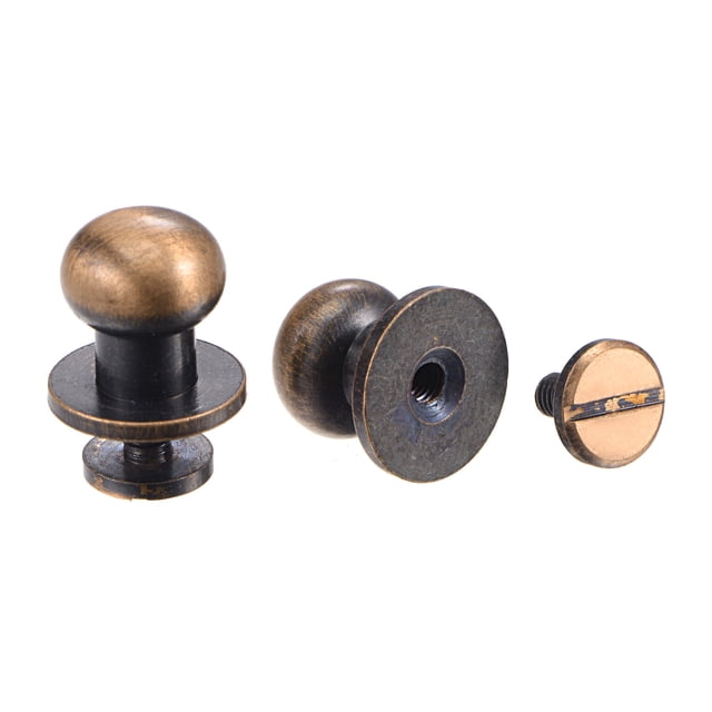 5 Set 10mm Solid Brass Round Head Stud Screw Rivets for DIY Leather ...