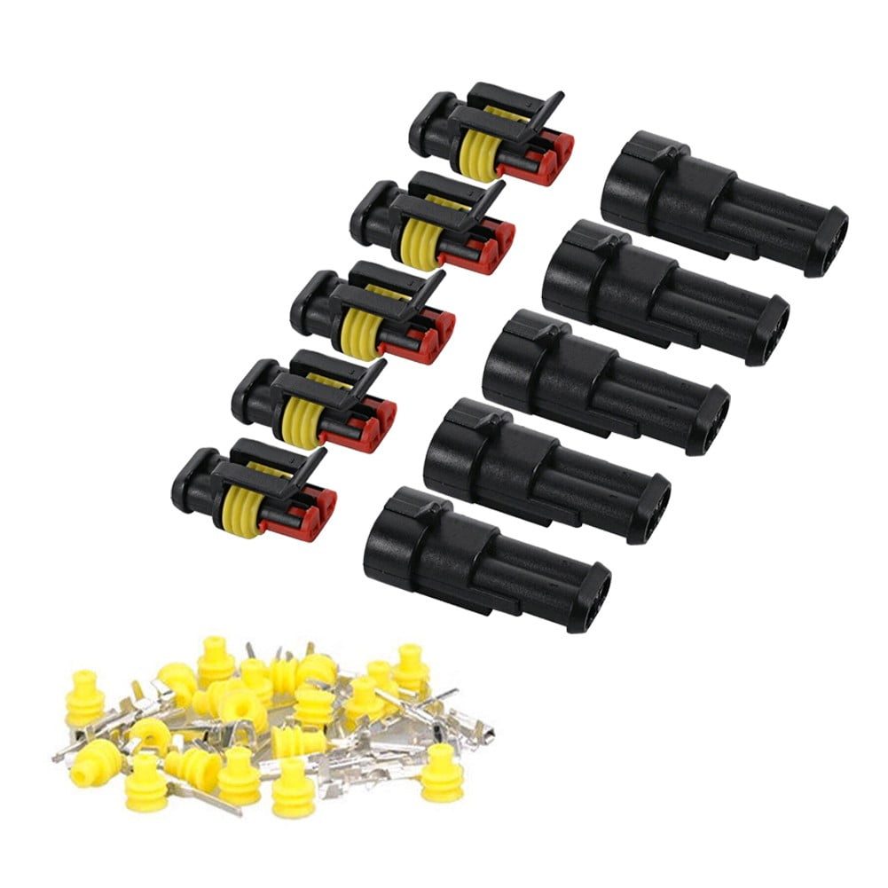 5 Set 2 Pin Way Sealed Electrical Wire Auto Connector Plug Water-Proof ...