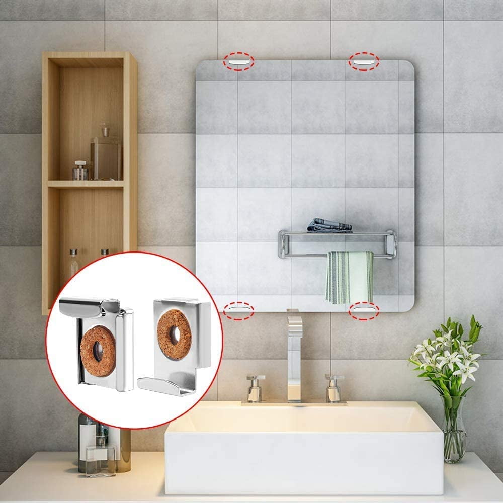 5 Set (20 PCS) Mirror Hanger Clips, Mirror Glass Wall Hanging Fixing ...