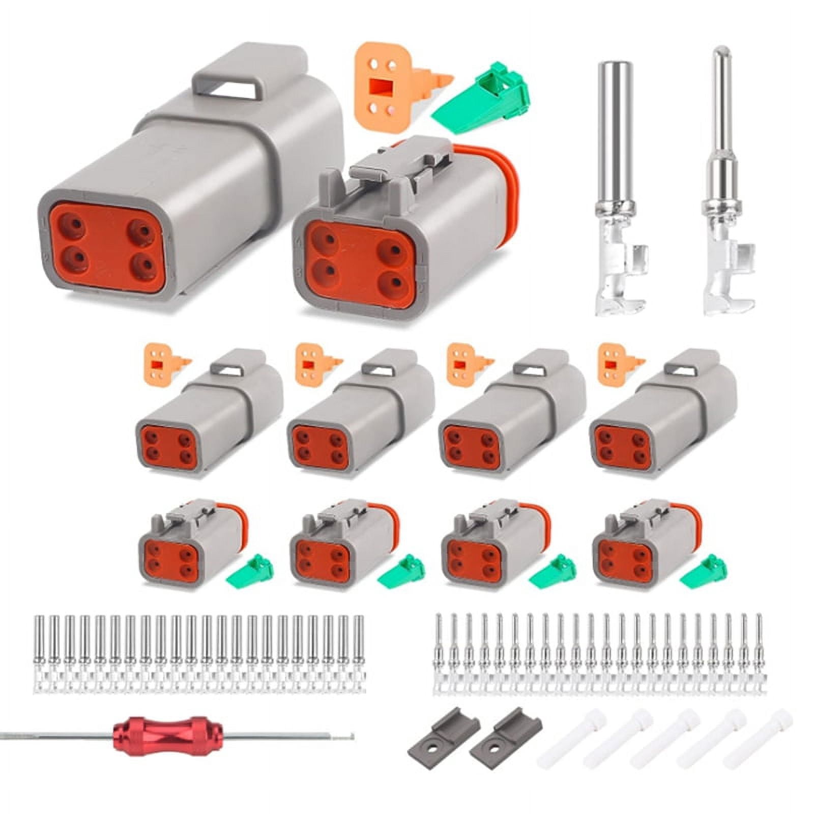 5 Set 4 Pin DT Connector Kit, Waterproof DT Connector, Size 16 Stamped ...