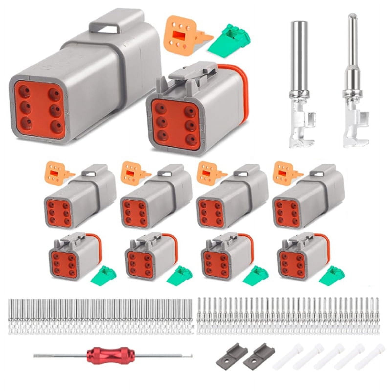 5 Set 6 Pin DT Connector Kit, Waterproof DT Connector, Size 16 Stamped ...