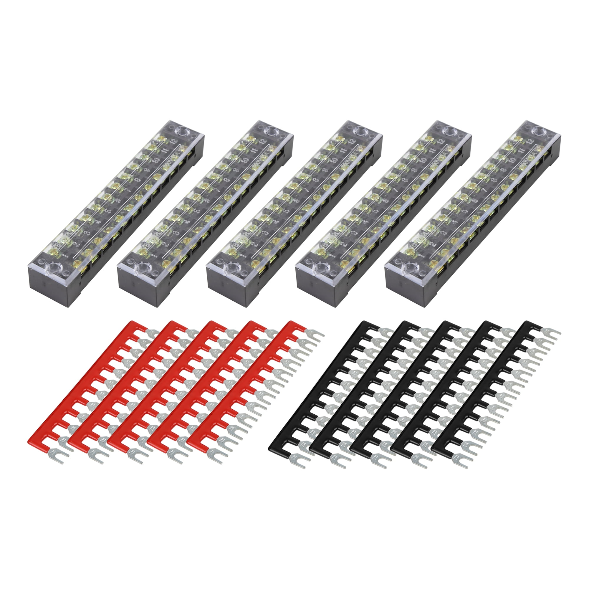 5 Set Bus Bar Distribution Block 12 Positions Terminal Bus Bar 600V 15A ...