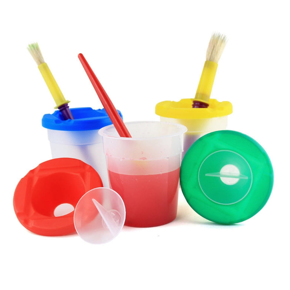 5 Set Clear Cup Paint Tray Toddler Cups Kids No Spill Oil Painting ...