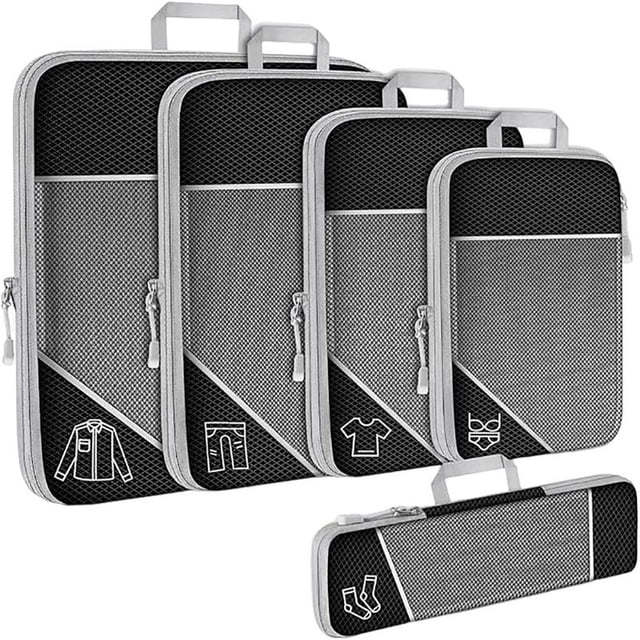 5 Set Compression Packing Cubes,Travel Accessories Expandable Packing ...