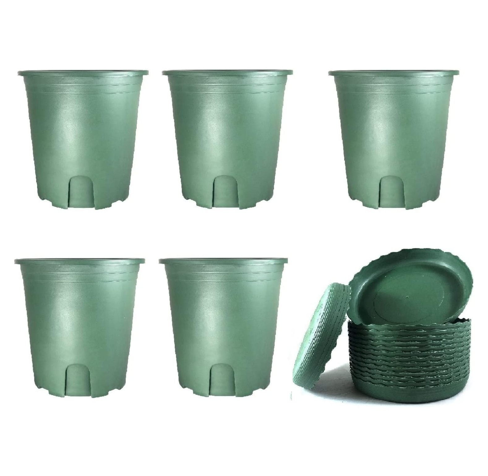 5 Set(Pots+Trays) / 13 Trade Gallon Diameter 15'' Height 16'' Green ...
