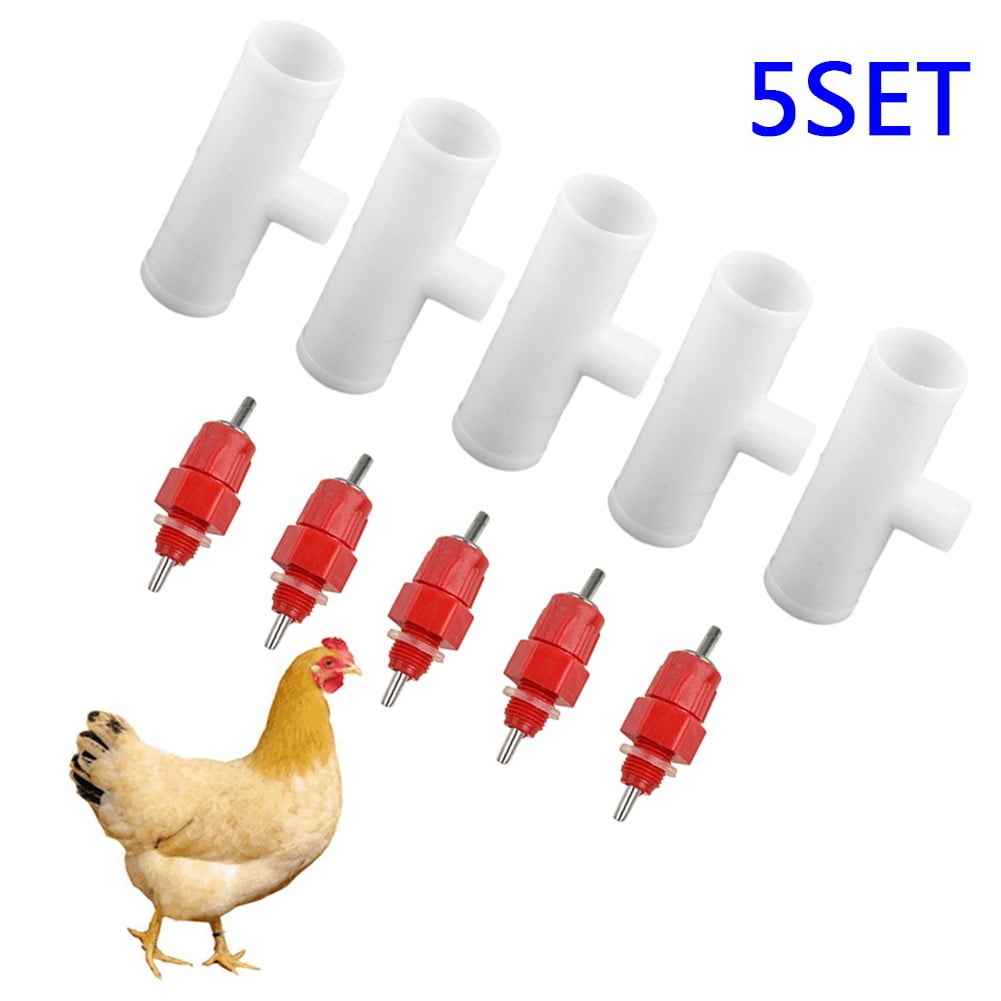 5 Set Poultry Drinking Nipples Chicken Hen Automatic Water Drinker ...