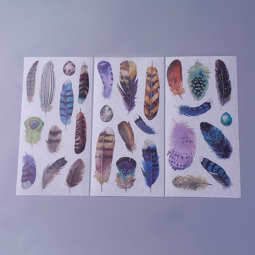 5 Set Scrapbook Stickers Self Adhesive Picture Stickers Feather Pattern ...