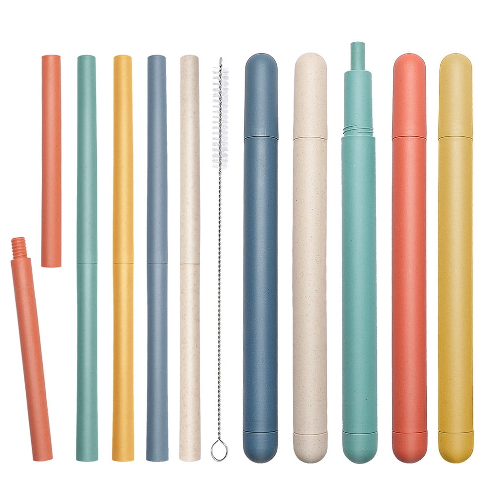 5 Set Wheat Straw Straw,Detachable Straws With Straw Brush+Storage Box ...