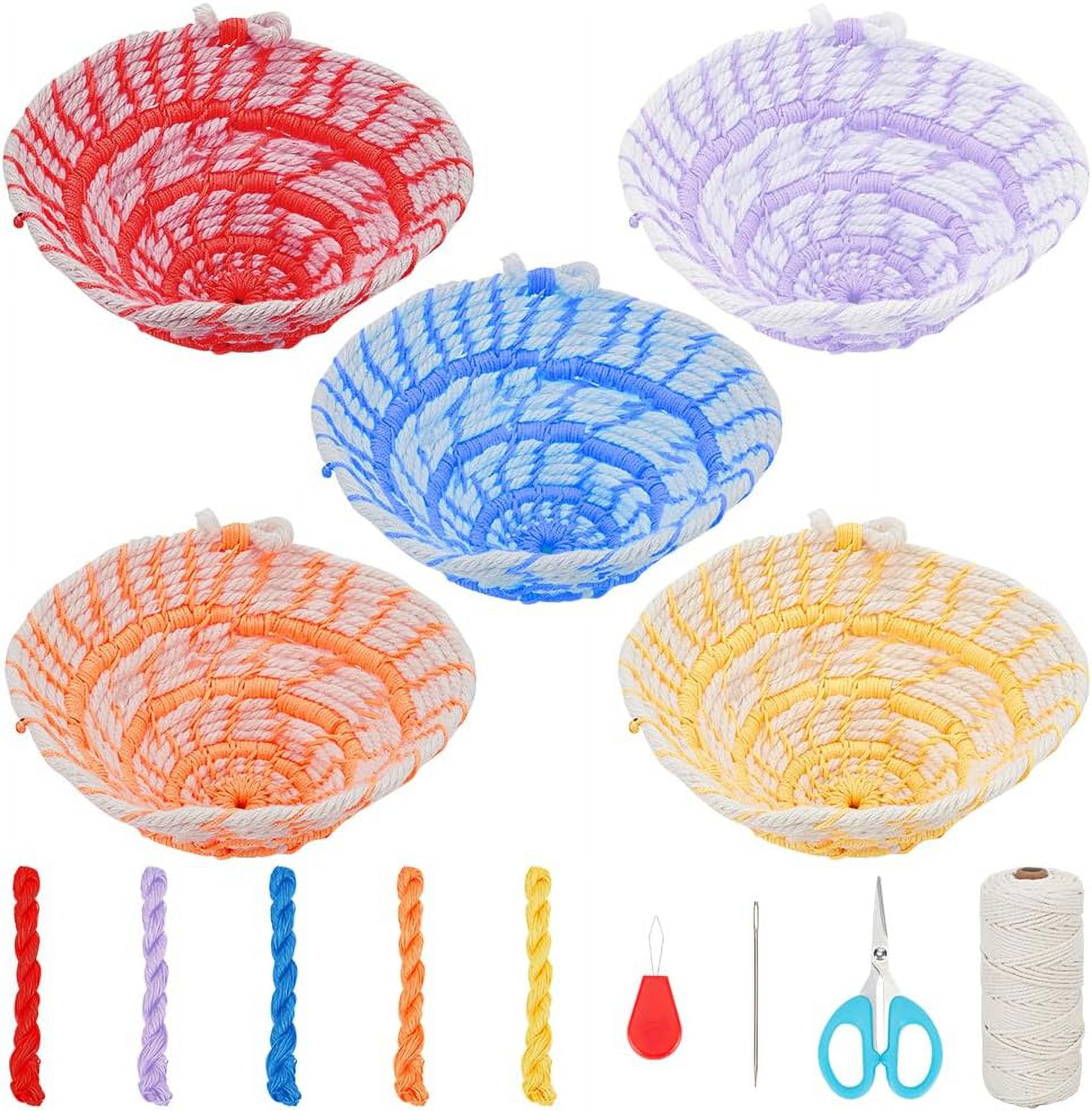 5 Set Woven Bowl Kit Easter Basket Weaving Kit DIY Macrame Cord Kit ...