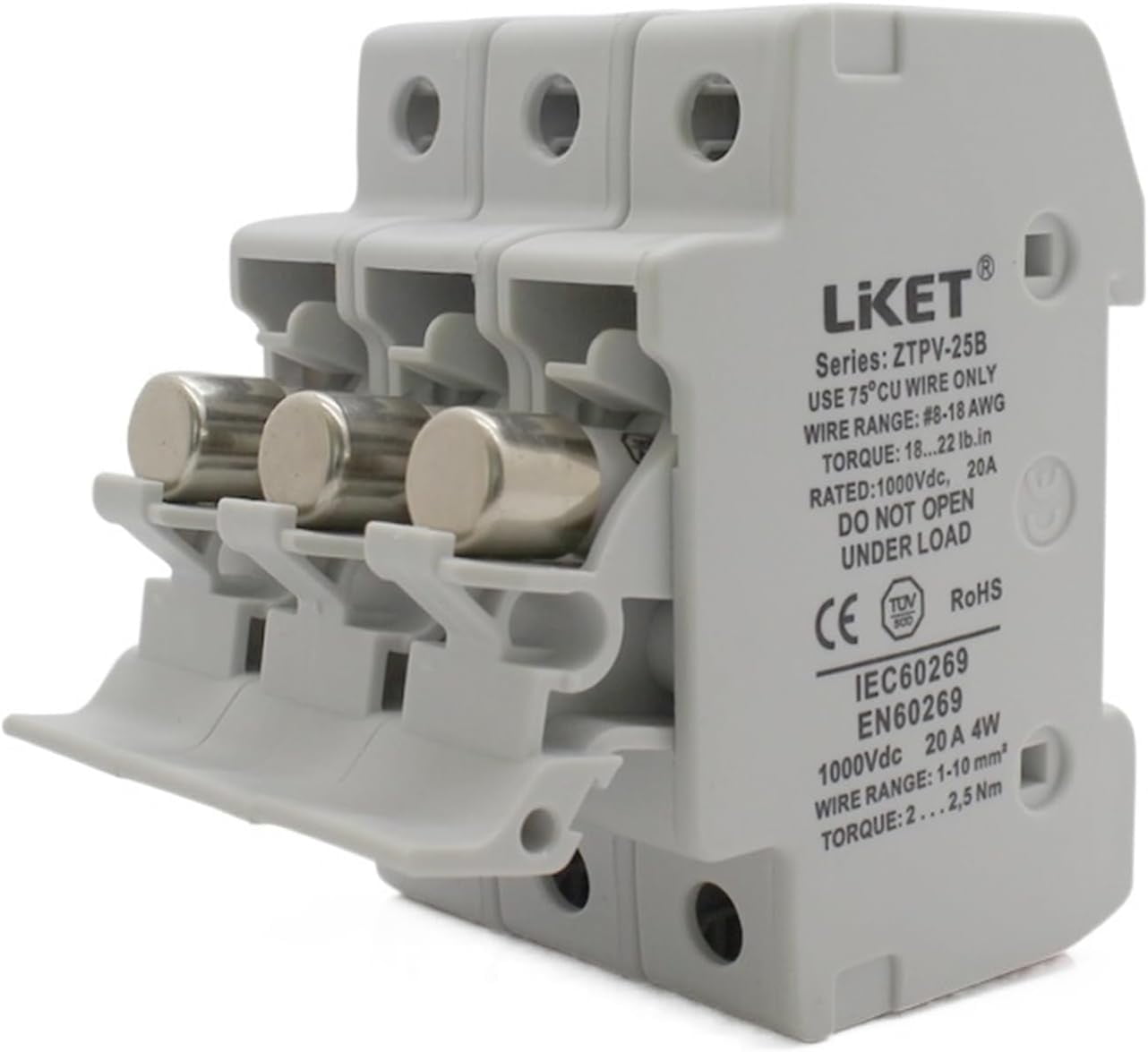 5 Set/lot 3P Parallel Fuse Holder 1000V DC Fusible 10x38 GPV, with Fuse ...