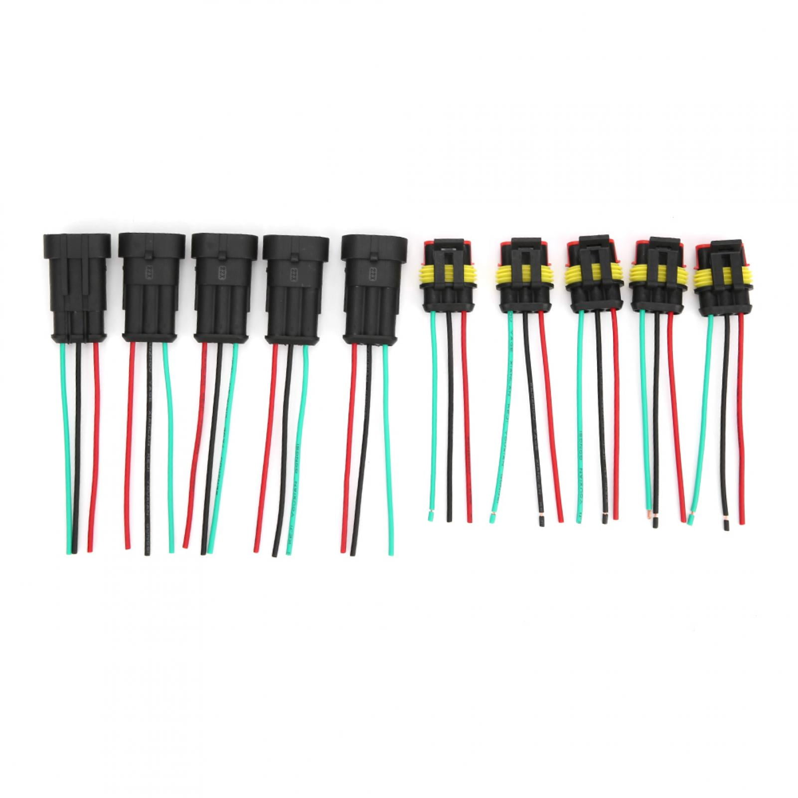 5 Sets 1/2/3 Pin Car Waterproof Electrical Connector Plug with Wire ...
