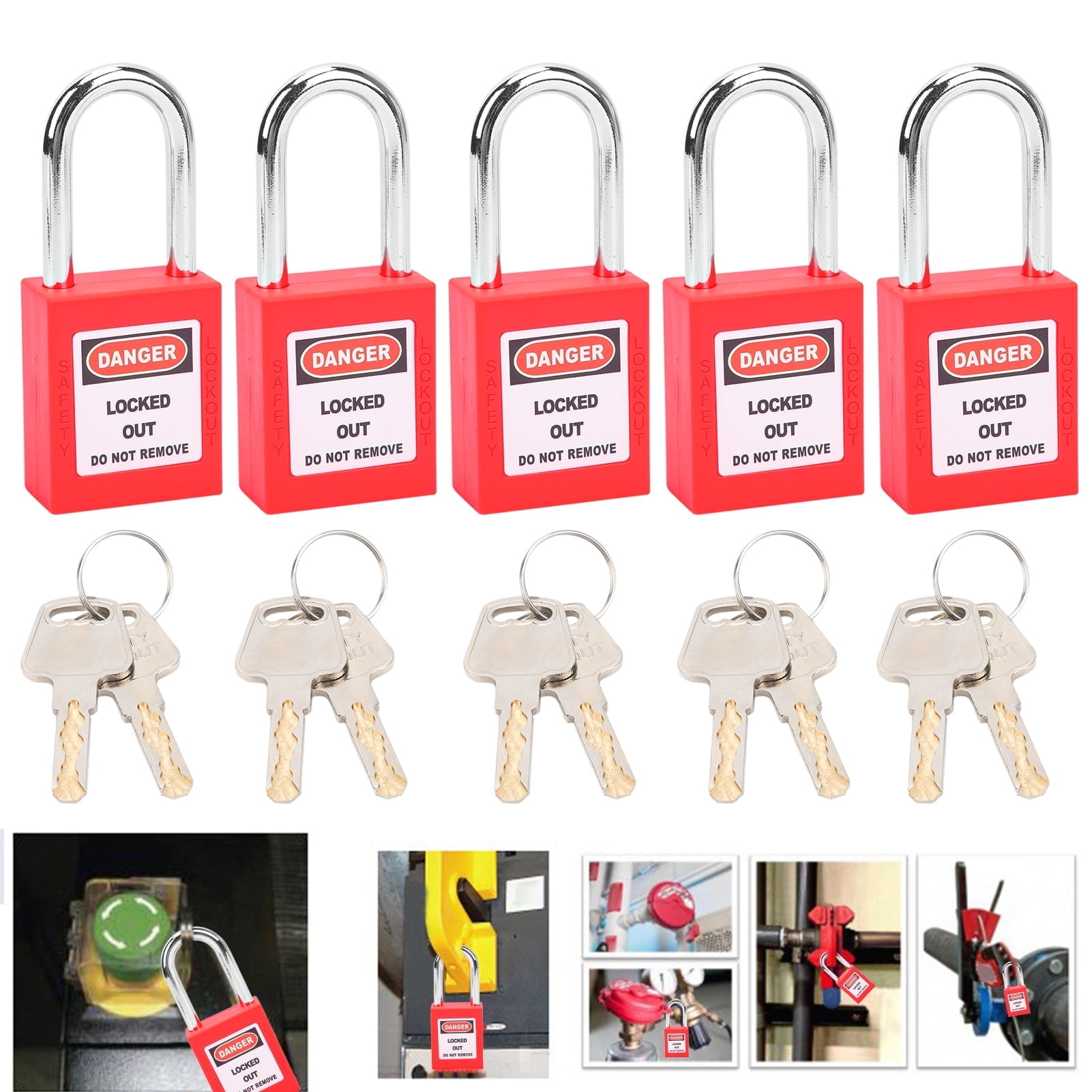 5 Sets 38mm Lockout Tagout Station with Loto Devices Lock Out Tag Out ...