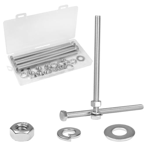 5 Sets 5/16-18x5 Hex Head Screw Bolt, Nuts, Flat & Lock Washers ...