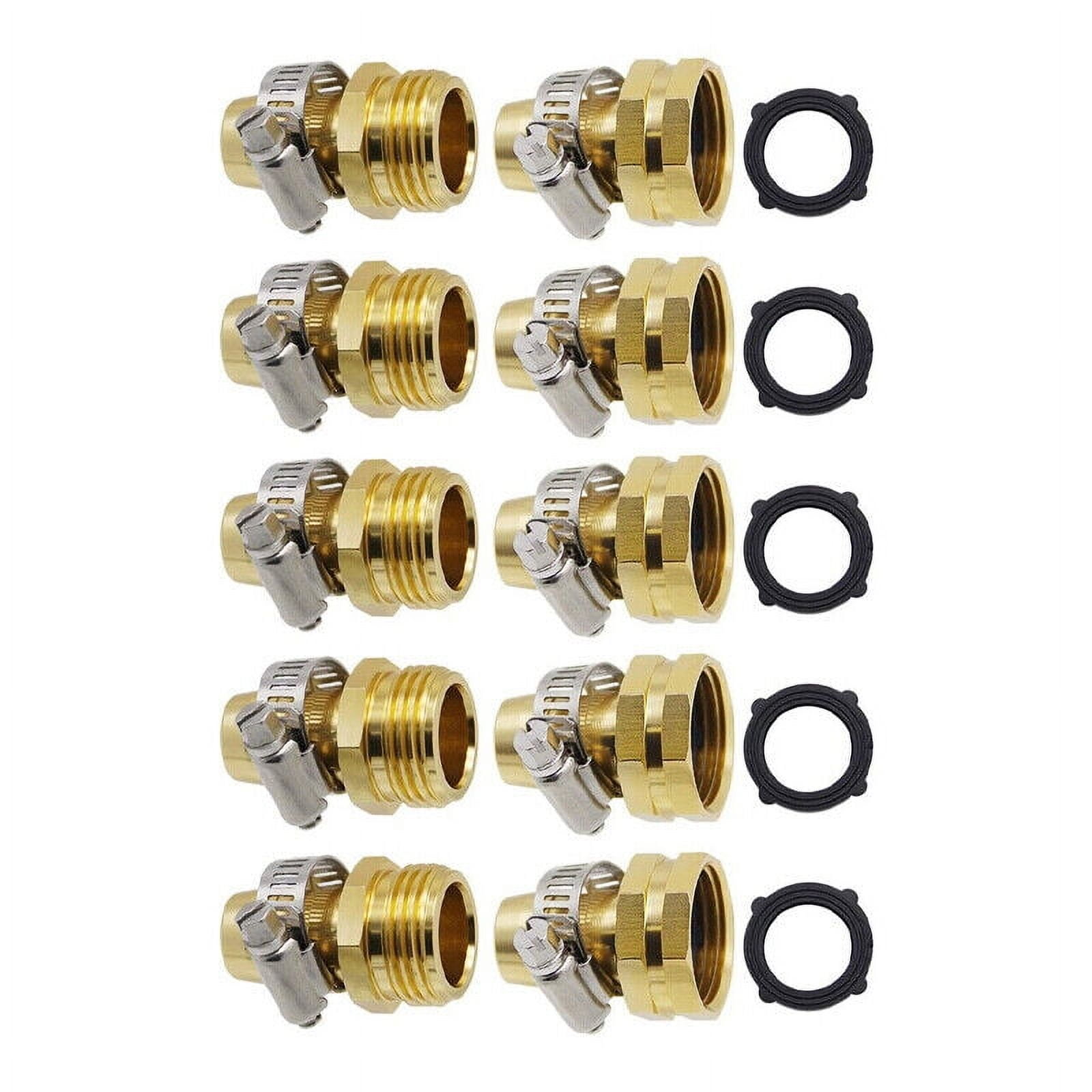 5 Sets 5/8 Inch Solid Brass Garden Hose Mender End Repair Kit Water ...
