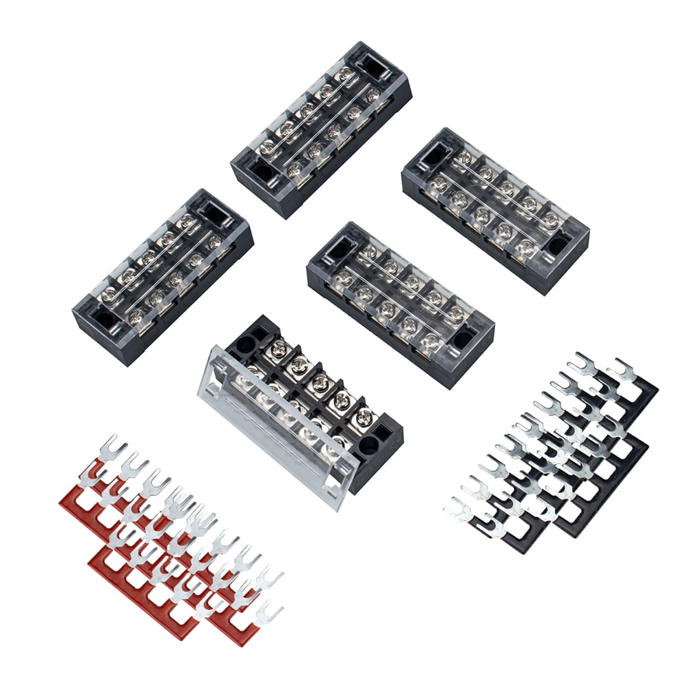 5 Sets 5P Dual Row Screw Terminal Strip Blocks 25A 5 Positions ...