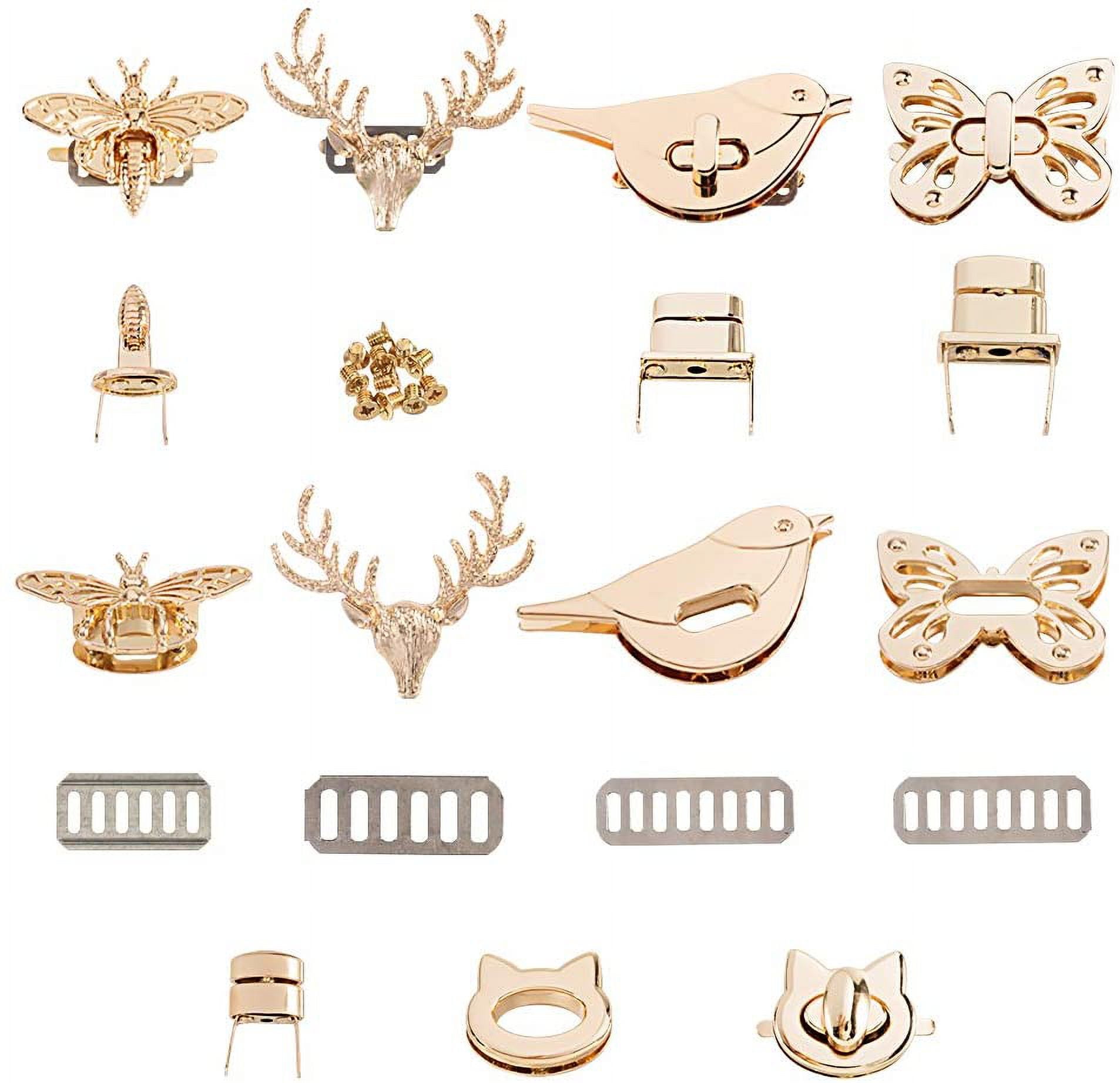 5 Sets Alloy Bag Lock Animal Twist Lock Light Gold Tuck Lock Bag Clasp ...